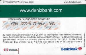 Bank Card: + Bonus Denizbank (Denizbank, Türkiye (Turkey)Col:TR-VI-0520
