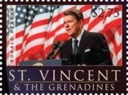 Stamp: President Reagan at Lectern, Flag in Background (Saint Vincent ...