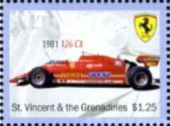 Stamp: Ferrari 126CX (Saint Vincent and The Grenadines(Ferrari (2010 ...