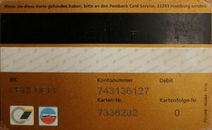 Bank Card: Postbank Gold (Postbank, Germany, Federal RepublicCol:DE-VP ...