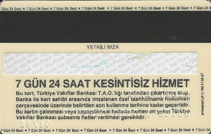 Bank Card: Bankomat 7/24 (VakifBank, Türkiye (Turkey)Col:TR-GM-0024