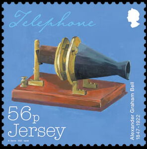Stamp: Telephone by Alexander Graham Bell (Jersey(Scientific ...