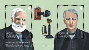 Stamp: Alexander Graham Bell and Thomas Edison (Jersey(Scientific ...