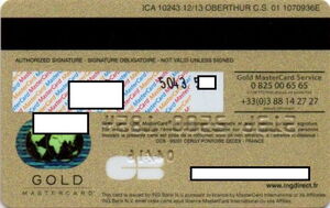 Bank Card: ING Direct Gold card (ING Bank, FranceCol:FR-MC-0064