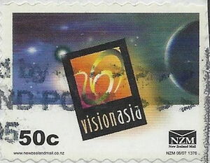 Stamp: Vision Asia - Logo on Space Background (New Zealand: Private ...