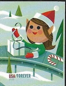 Stamp: Elf Wrapping Gift (United States of America(Holiday Elves (2022 ...