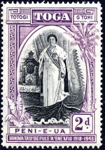 Stamp: Queen Sālote Tupou III, 25th anniversary of accession (Tonga ...