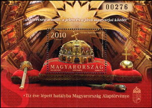 Stamp: Constitution of Hungary, Tenth Anniversary (Hungary(Fundamental ...