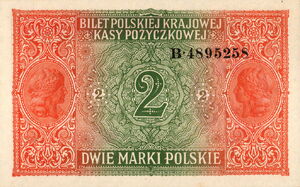 Banknot: 2 Marki (Polska(1916-1917 - Generalne Gubernatorstwo) Wor:P-9 ...
