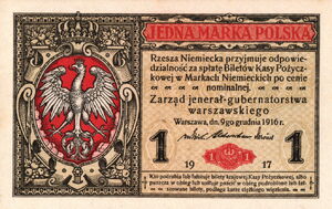 Banknote: 1 Marka (Poland(1916-1917 General Government) Wor:P-2,Ros:R-440a