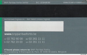 Bank Card: Maestro Debit (BNP Paribas Fortis, BelgiumCol:BE-MS-0050