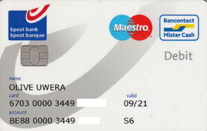 Bank Card: Bancontact , Mister Cash (BPost, BelgiumCol:BE-MS-0048.02