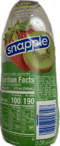 Drink Label: Snapple Kiwi Strawberry (Snapple Beverage Corp., United ...