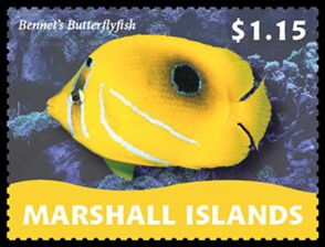 Stamp: Bennet's Butterflyfish (Chaetodon Benneti) (Marshall Islands ...