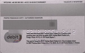 Bank Card: MasterCard Debit - BNP PARIBAS (BNP Paribas Bank Polska, PolandCol:PL-MC-0708