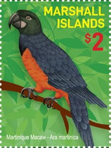 Stamp: Martinique Macaw (Ara martinica) (Marshall Islands(Parrots (2022 ...
