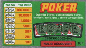 Lottery Ticket: Poker (La Francaise des Jeux, France(Scratch - Francs ...