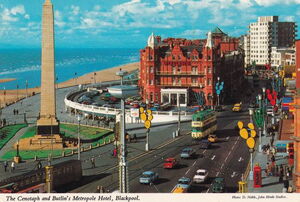 Postcard: Blackpool. The Cenotaph and Butlin's Metropole Hotel (United ...