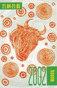 Pocket Calendar: Taurus (Russia(Zodiac) Col:RUS-2002-Zodiac-020.02