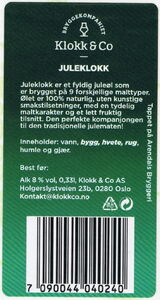 Drink Label: Juleklokk (Klokk & Co AS, NorwayCol:NO-BEER-000820
