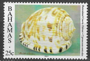 Stamp: Reticulated Cowry Helmet (Cypraecassis testiculus) (Bahamas ...