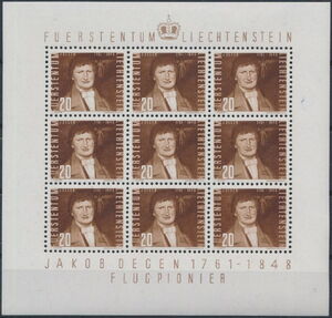 Stamp: Jacob Degen (Liechtenstein(Airplane pioniers) Mi:LI 259KB,Zum:LI ...
