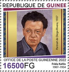 Stamp: "Diego Rivera" (1937) (Guinea(115th Birth Anniversary of Frida Kahlo) Col:GN 2022.03.25-092c