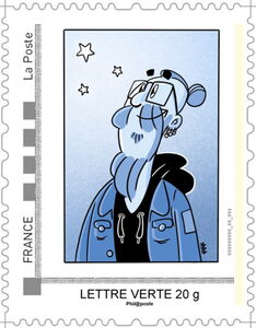 Stamp: Cartoon of a blue Starry Man (France: Personalized Stamps ...
