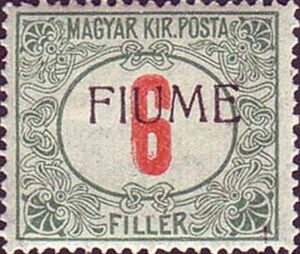 Stamp: Segnatasse overprint "FIUME" red (Fiume(Hungary postage due ...