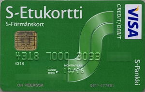 Bank Card: VISA Credit - S-Pankki (S-Pankki, FinlandCol:FI-VI-0022