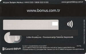 Bank Card: BJK - Bonus trink (Garanti Bankası, Türkiye (Turkey)Col:TR ...