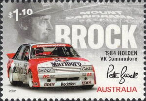 Stamp: Brock and 1984 VK Commodore (Australia(Peter Brock, Motor Racing ...