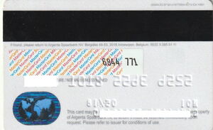 Bank Card: Argenta (Argenta Spaarbank N.V., BelgiumCol:BE-MC-0022