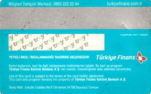 Bank Card: Türkiye Finans, Paratik (Türkiye Finans, Türkiye (Turkey)Col ...