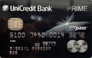 Bank Card: UniCredit Bank PRIME (UniCredit Bank, RussiaCol:RU-MC-0893.05