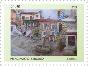 Stamp: Pastel drawing of Piazza della Libertà (Italy: Cinderella Stamps ...