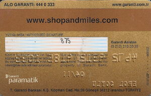 Bank Card: Shop & Miles (Garanti Bankası, Türkiye (Turkey)Col:TR-VI-0580