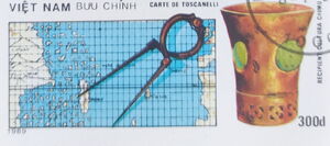 Stamp: Chart by Toscanelli and Chimu vessel (Vietnam(500th Anniv. of ...