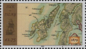 Stamp: Map of Isle of Islay, 1879 (Scotland, Isle of Islay: Cinderella Stamps(Maps of Isle of ...
