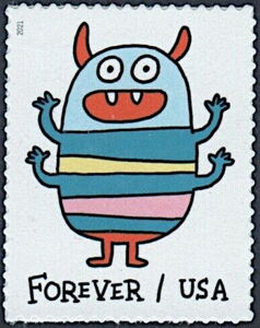Stamp: Multicolored Message Monster (United States of America(Message ...