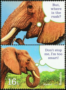 Stamp: Elephant (Romania(Smart Animals) Rom:RO 2376(4)SL