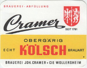 Drink Label: Cramer Obergärig Kölsch (Privatbrauerei Joh. Cramer ...