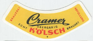 Drink Label: Cramer Obergärig Kölsch (Privatbrauerei Joh. Cramer ...
