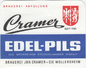 Drink Label: Cramer Edel Pils (Privatbrauerei Joh. Cramer, Germany ...