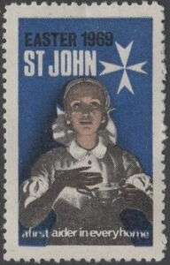 Stamp: Easter 1969 - St. John - A First Aider in every home (New ...