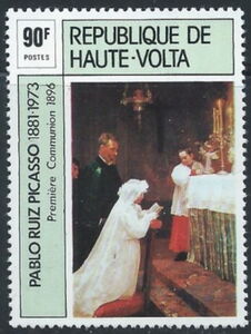 Марка: First Communion (Верхняя Вольта(Pablo Picasso) Mi:BF 589,Sn:BF ...