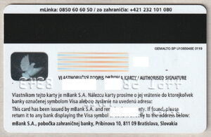 Bank Card: mBank (BRE Bank SA (mBank), SlovakiaCol:SK-VI-0020.03