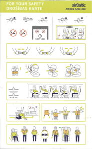 Safety Card: Airbus A220-300 (Air Baltic, LatviaCol:BTI-LV-0012