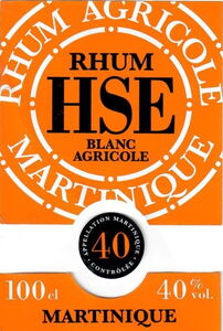 Drink Label: Rhum Blanc Agricole HSE 40% Vol. (Habitation Saint-Etienne ...