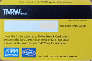 Bank Card: TMRW debit GPN (PT Bank UOB Indonesia, IndonesiaCol:ID-GM-0146